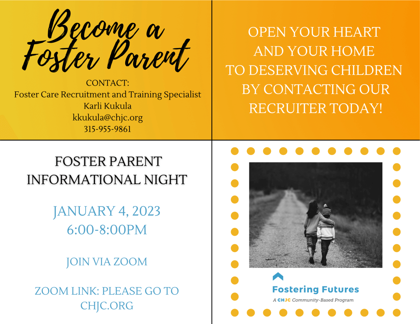 Virtual Foster Parent/Kinship Caregiver Information Session – CHJC